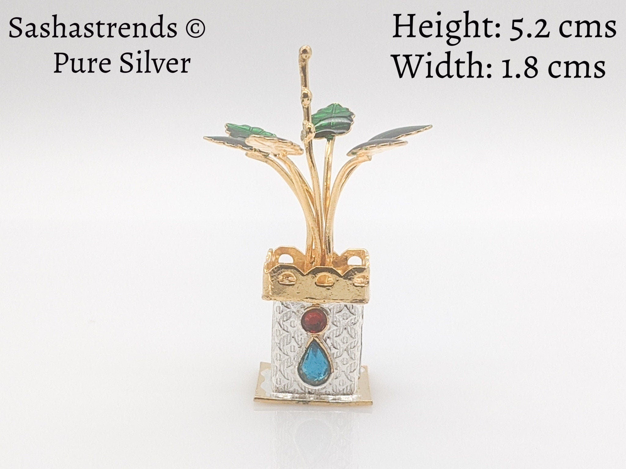 Tulasi plant with beautiful enamel -pure silver gift items- pooja item ...